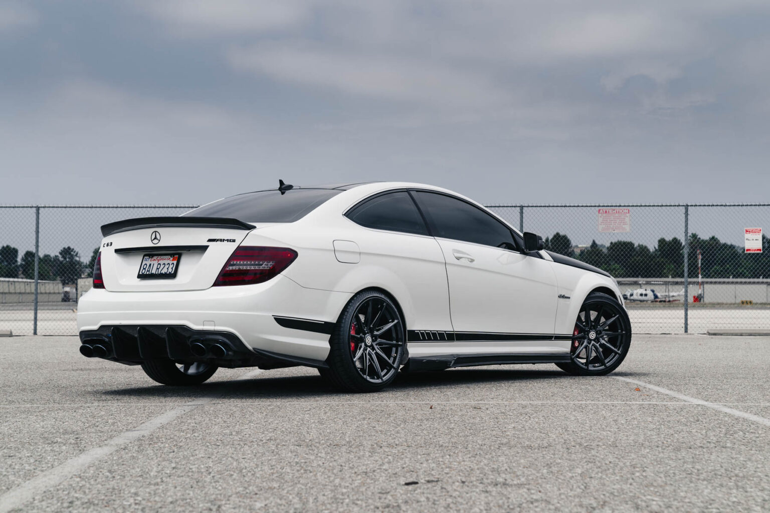 White Mercedes Benz C63 AMG - Brada Wheels
